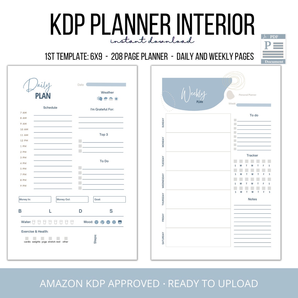 Two Approved KDP Planner Templates | 6 Month Planner Templates | KDP ...