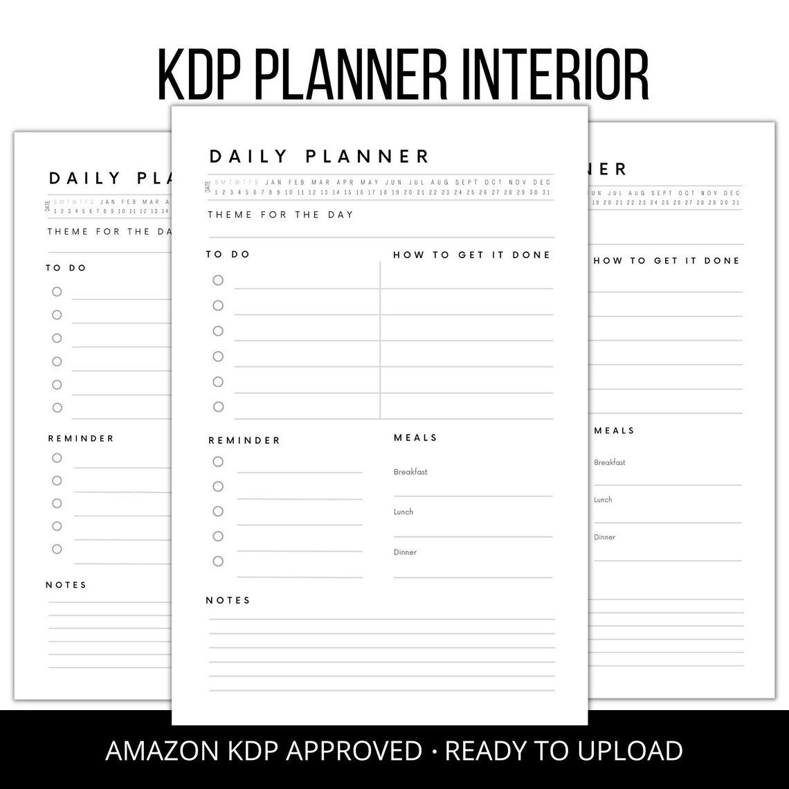 Approved Amazon KDP Daily Planner L Template | 150 Pages PDF | Digital ...