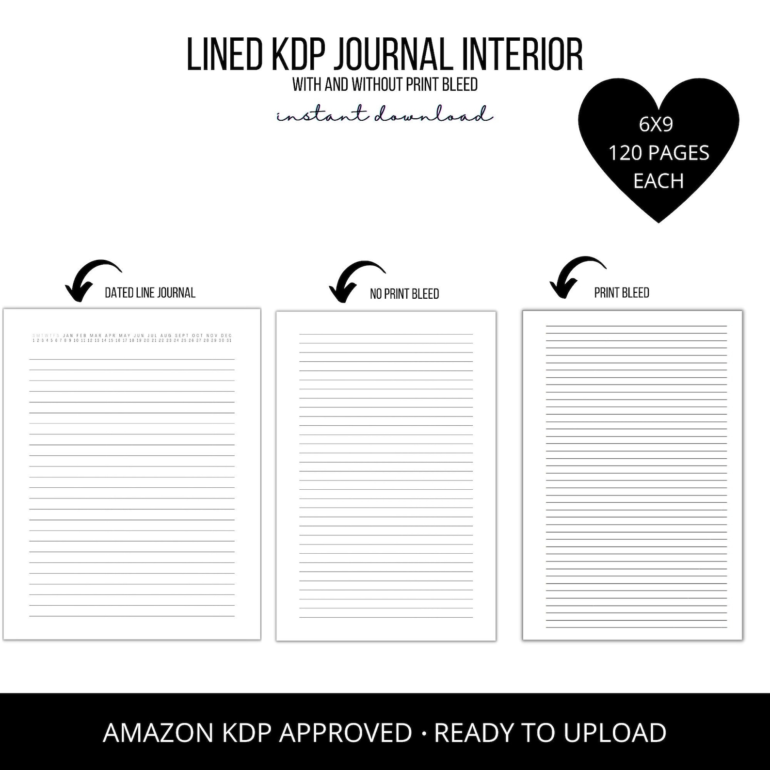 Approved KDP Journal Bundle | Seven 120 Pages PDF | Digital Download ...