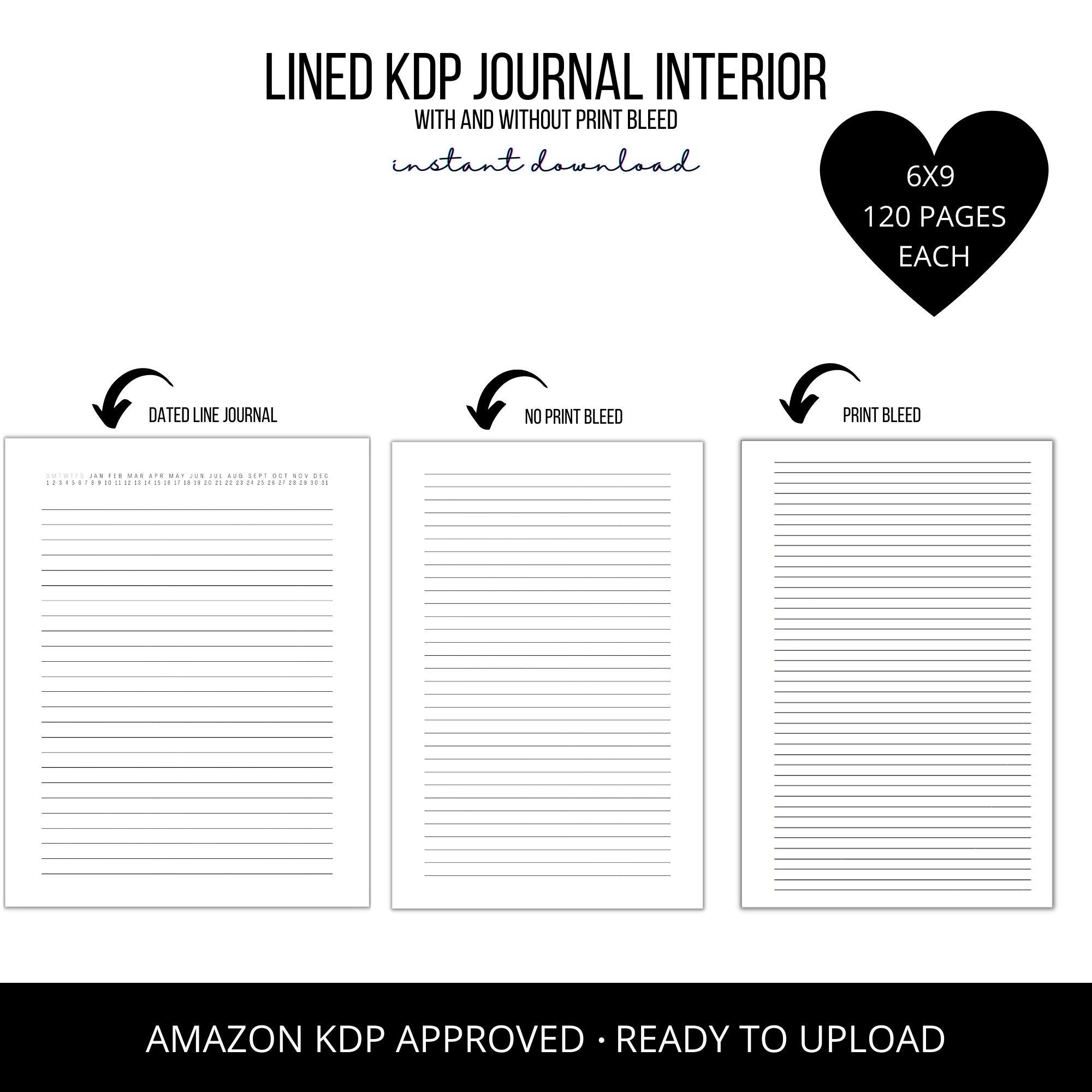 Approved KDP Journal Bundle | Seven 120 Pages PDF | Digital Download ...