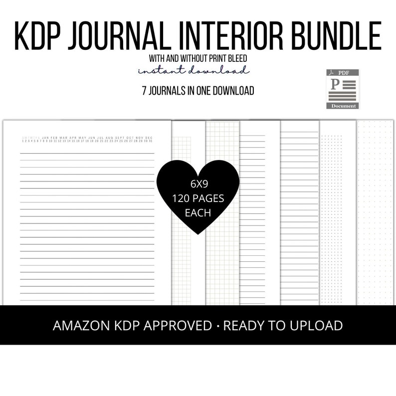 Approved KDP Journal Bundle | Seven 120 Pages PDF | Digital Download ...