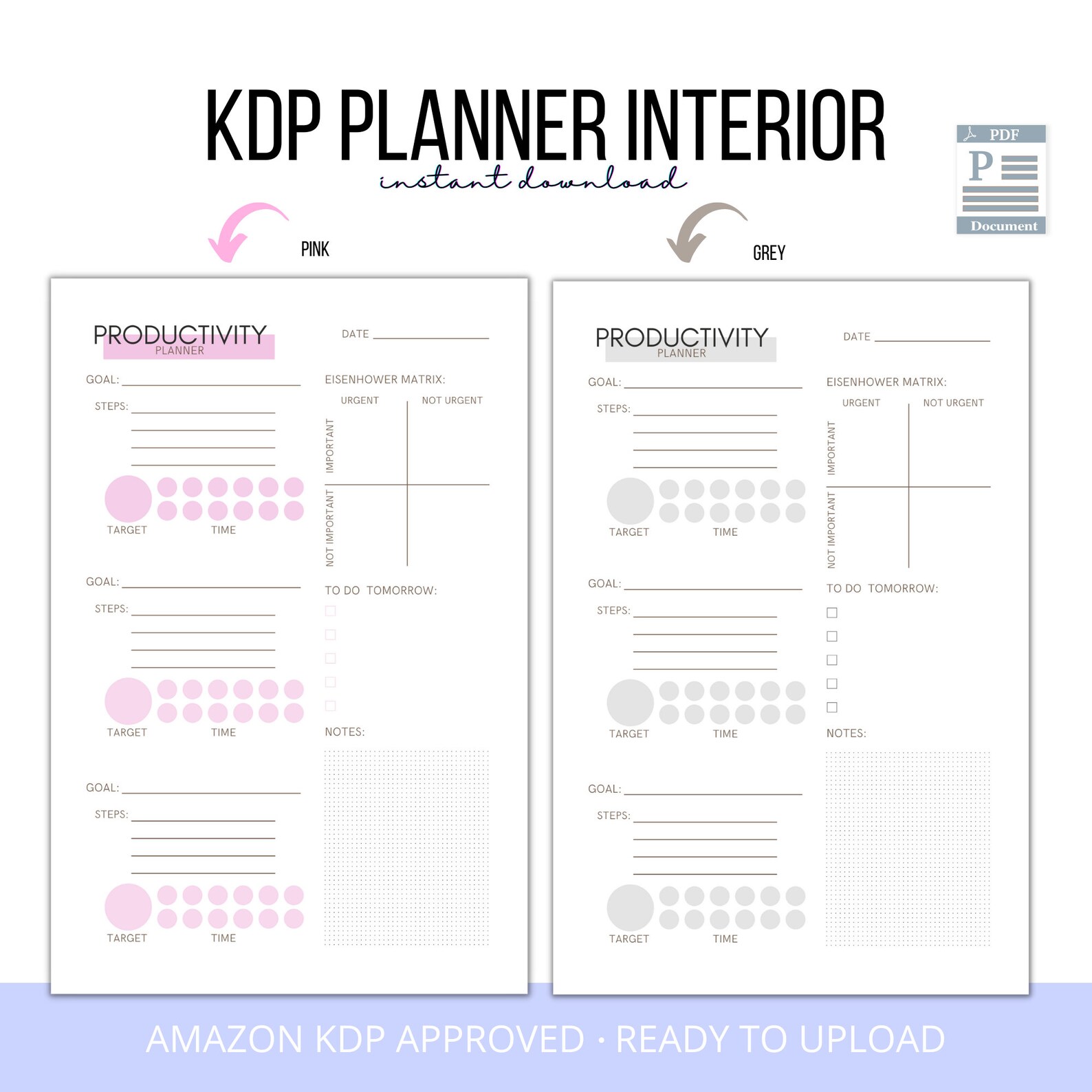 KDP Approved Productivity Journal | Three KDP Pomodoro Journals | KDP ...