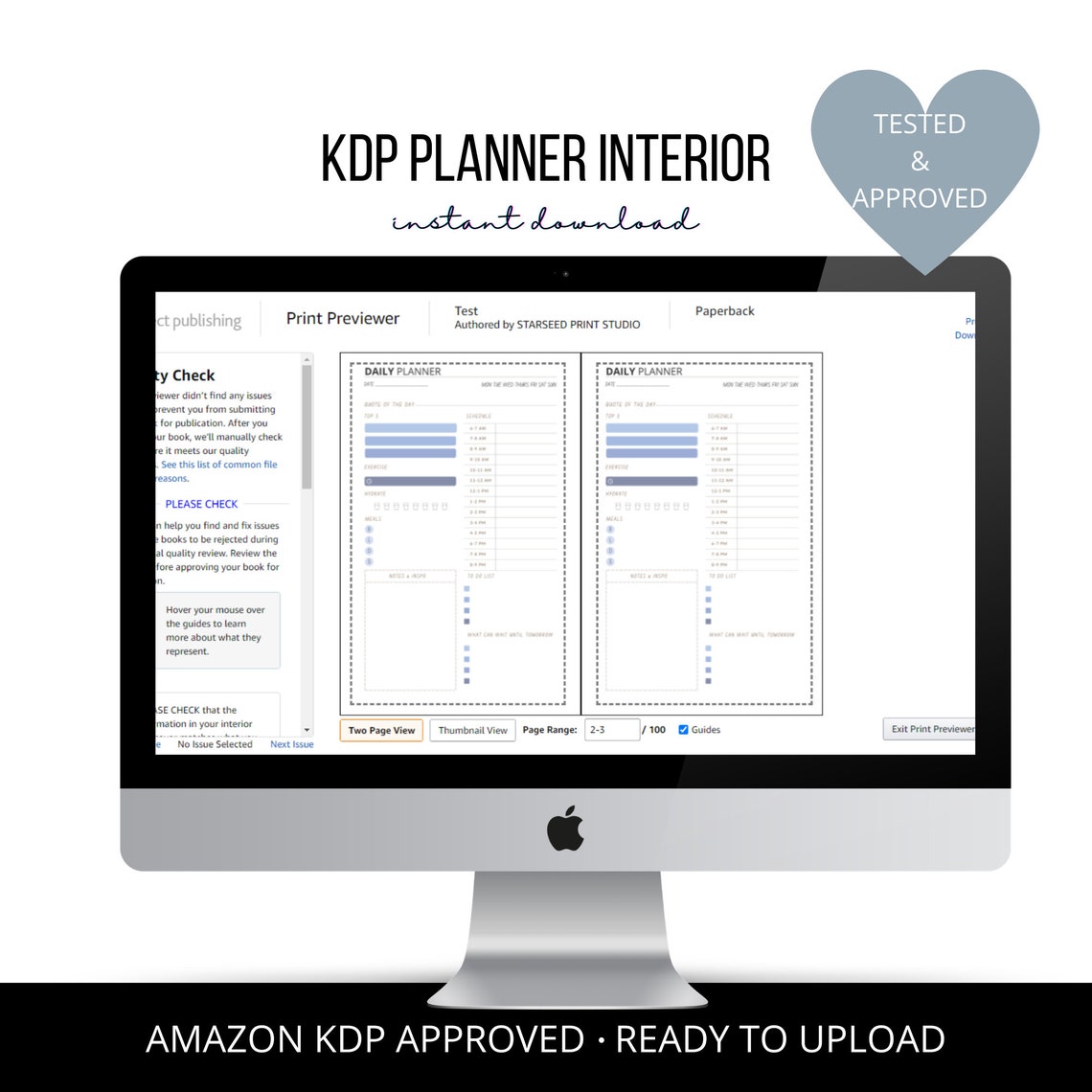 Amazon KDP Daily Planner Templates | Five 120 Pages PDF | Digital ...