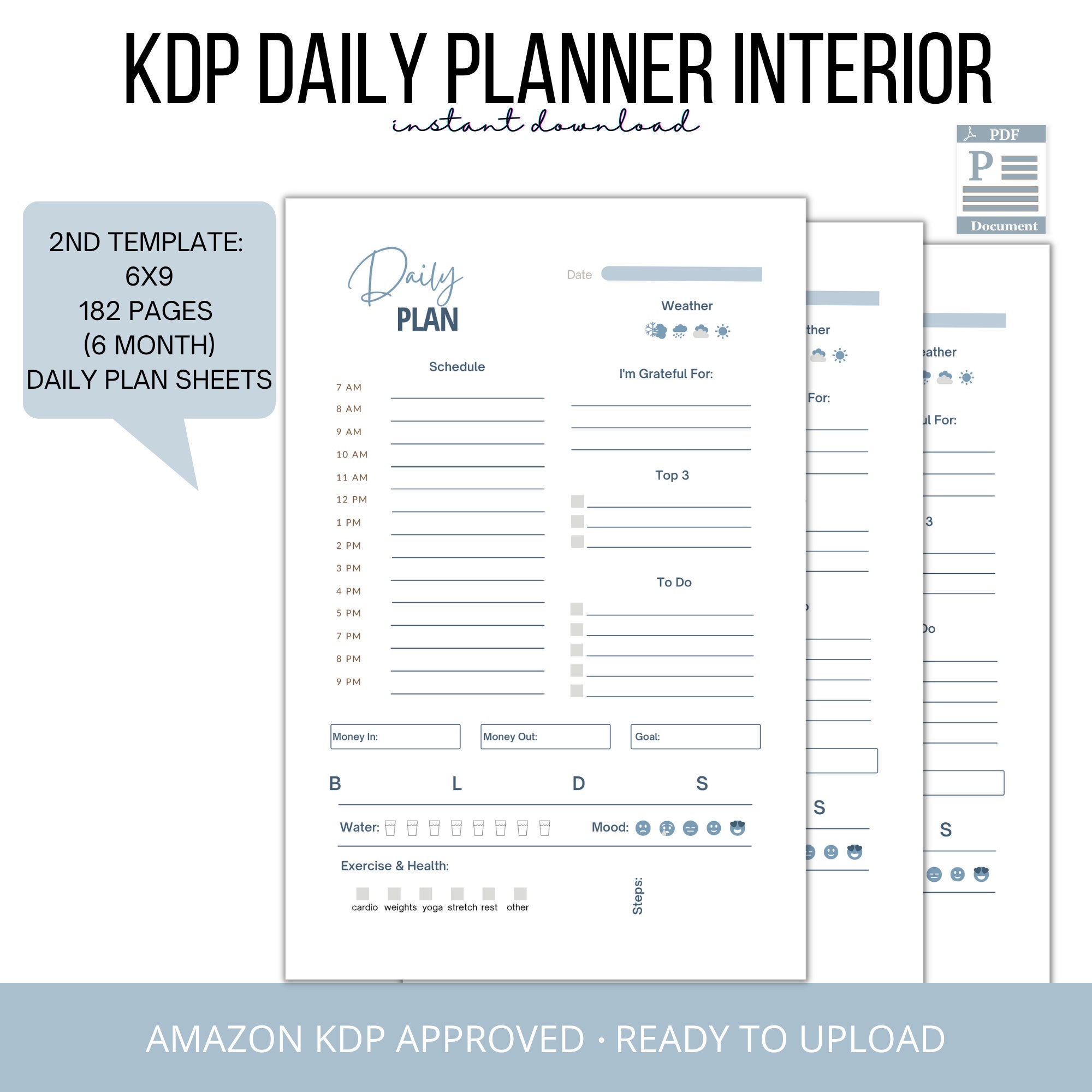 Two Approved KDP Planner Templates | 6 Month Planner Templates | KDP ...