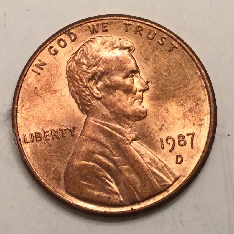 1987 D Lincoln Penny RD - Etsy