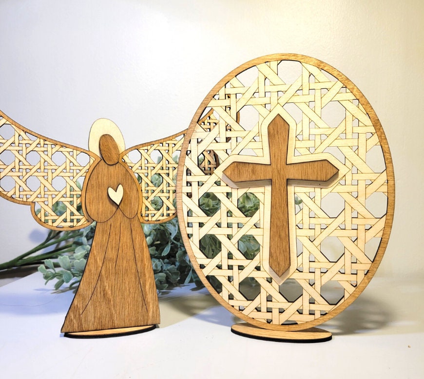 Boho Cane Pattern Angel Rattan Weave Angel | Etsy