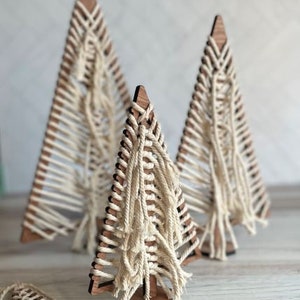 Macrame Christmas Tree Set, Boho Macrame Trees, Macrame Christmas Trees, Boho Christmas Decor ...