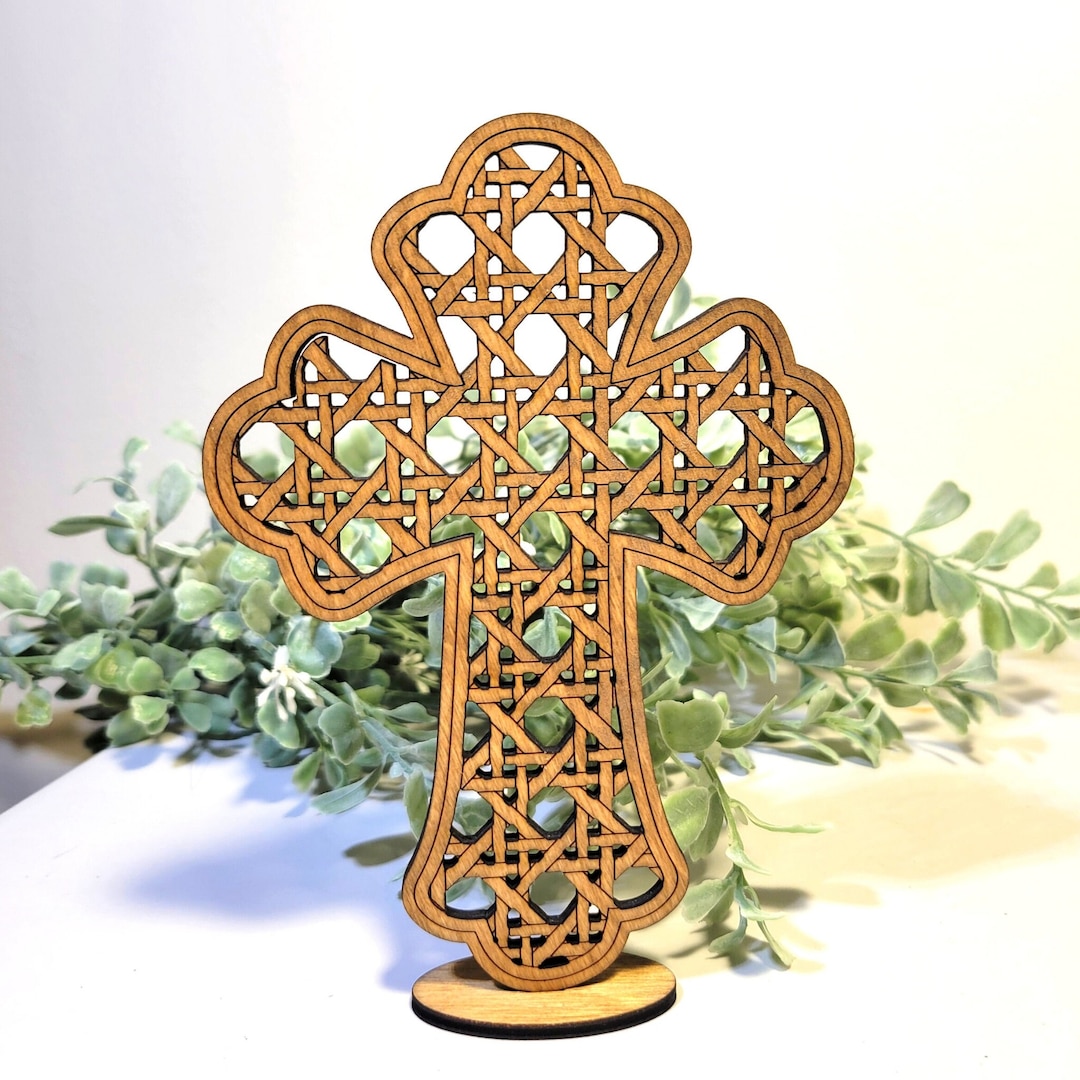 Rounded Cane Pattern Cross, Rounded Rattan Weave Cross - Etsy