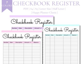 Printable Checkbook Register - Etsy