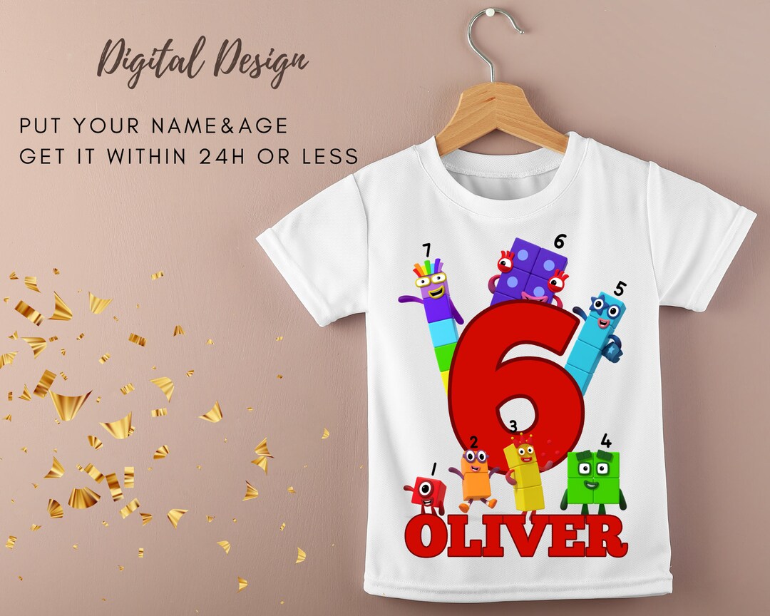 Digital Printable T-shirt Design NUMBERBLOCKS Birthday Party T-shirt ...