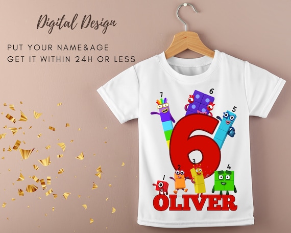 Digital Printable T-shirt Design NUMBERBLOCKS Birthday Party - Etsy