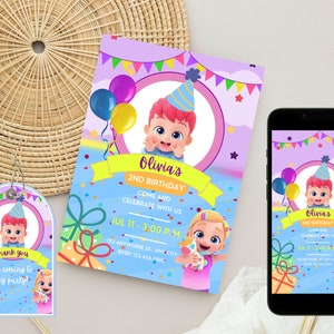 3in1 BEBEFINN Birthday Invitation Canva Templates Instant Download ...