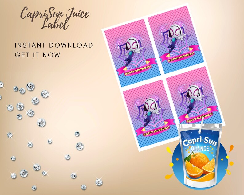 GHOST SPIDER GWEN Digital Printable Capri Sun Juice Label - Etsy