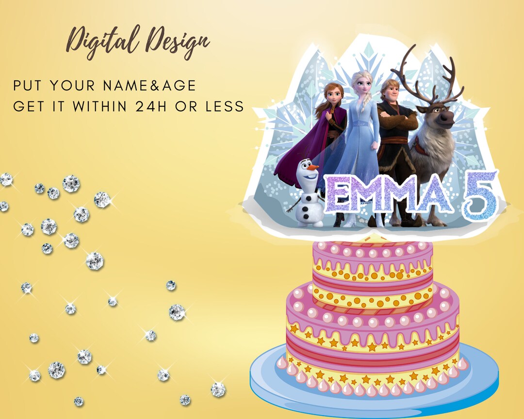 FROZEN ELSA ANNA Princess Digital Printable Cake Topper Design Birthday ...