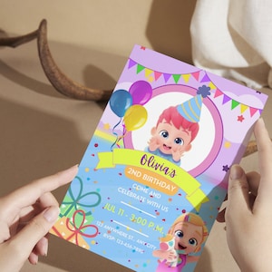 3in1 BEBEFINN Birthday Invitation Canva Templates Instant Download ...