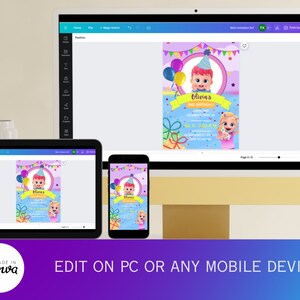 3in1 BEBEFINN Birthday Invitation Canva Templates Instant Download ...