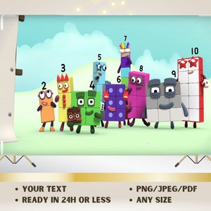 Digital Printable Backdrop Design NUMBERBLOCKS Educational Birthday ...