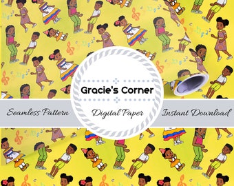 NUMBERBLOCKS Digital Seamless Pattern Printable Fabric Birthday Party ...