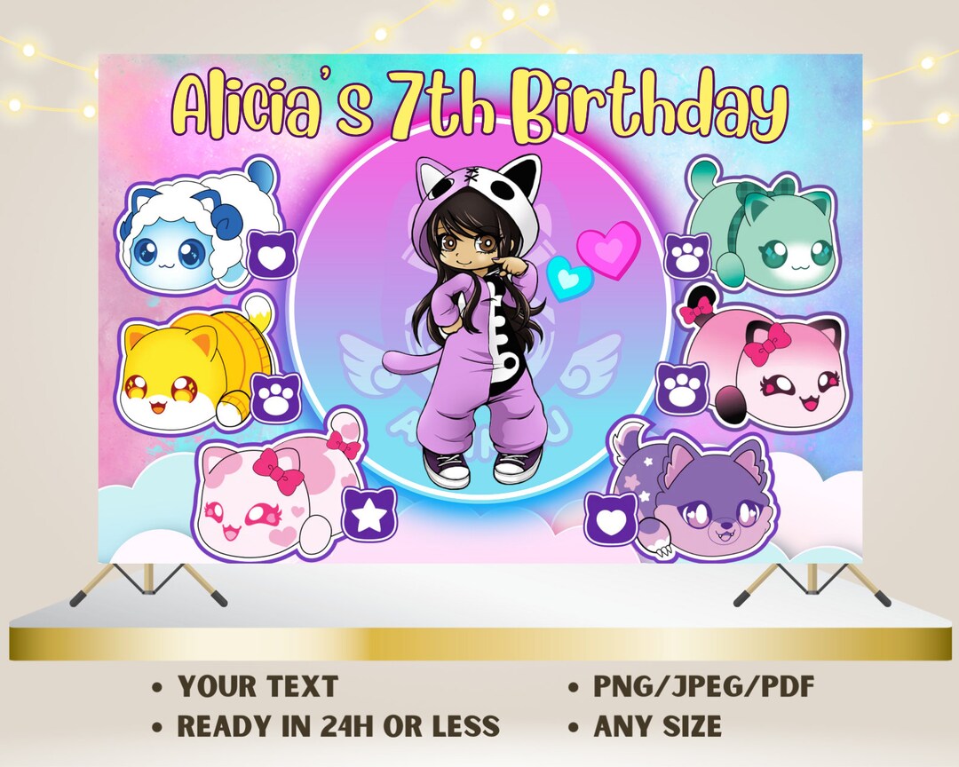 APHMAU Digital Printable Backdrop Design Kitties Birthday Party Poster ...