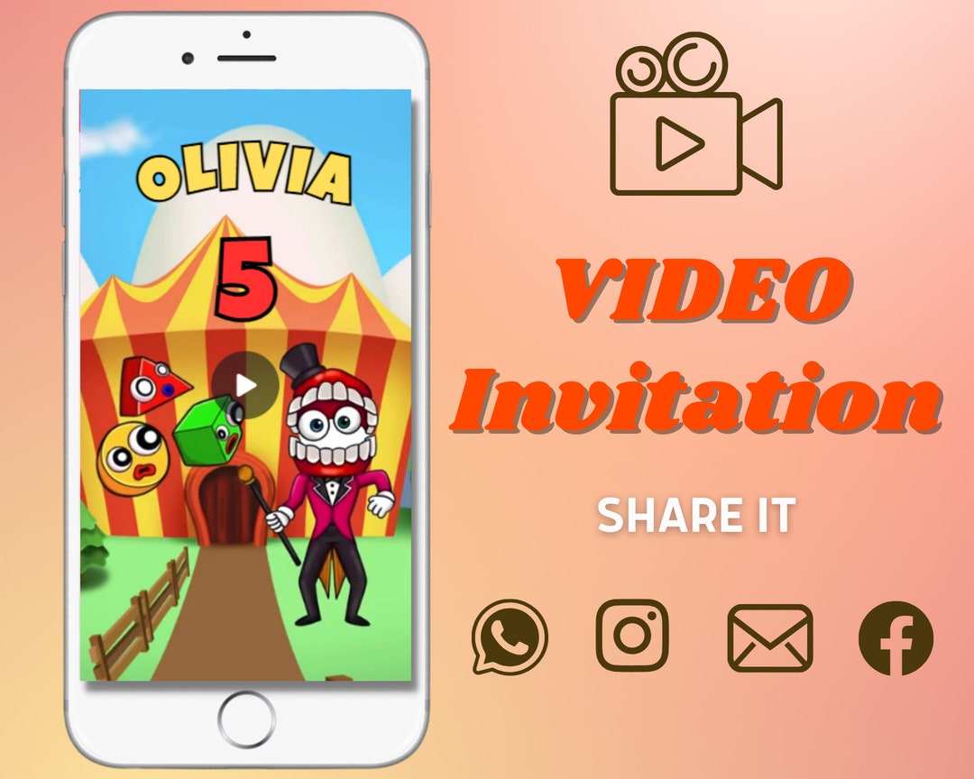 AMAZING DIGITAL CIRCUS Video Invitation, Editable Invitation Template ...