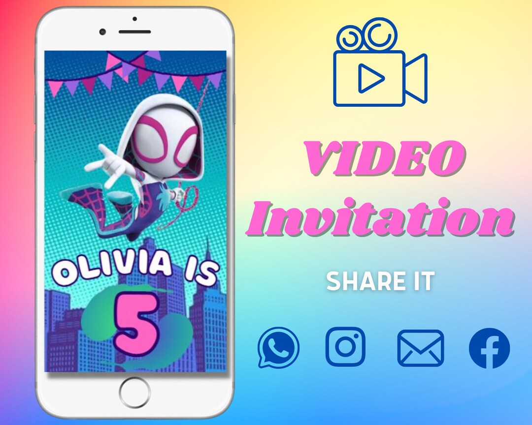 GHOST SPIDER GWEN Video Invitation, Editable Invitation Template, Canva ...