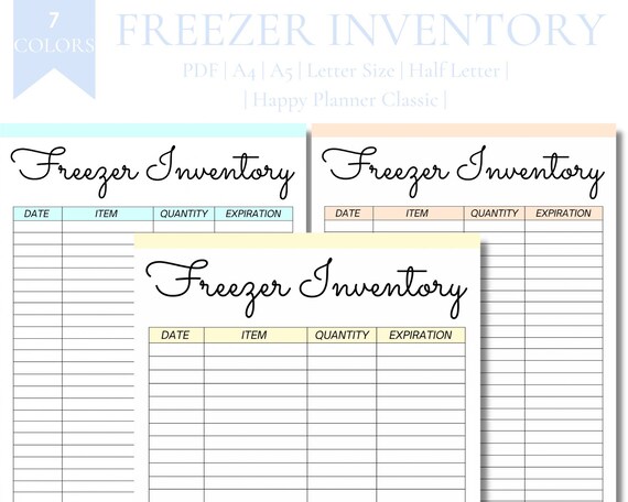 Printable Freezer Inventory A4 A5 Letter Size Half | Etsy Australia