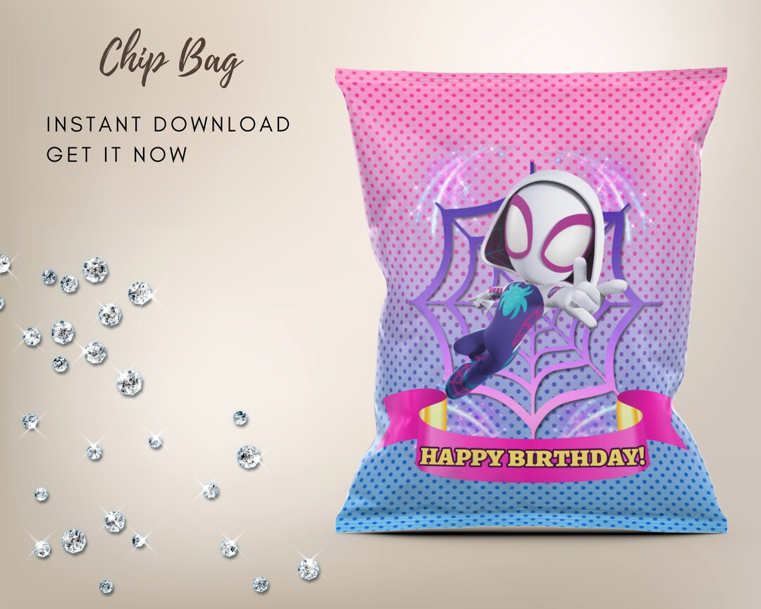 GHOST SPIDER GWEN Digital Printable Chip Bag Design 1st Birthday ...