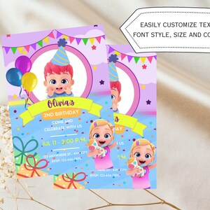 3in1 BEBEFINN Birthday Invitation Canva Templates Instant Download ...