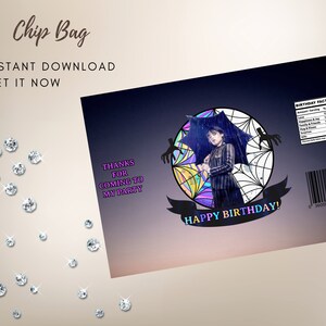 WEDNESDAY GIRL Digital Printable Chip Bag Design 1st Birthday Supplies ...
