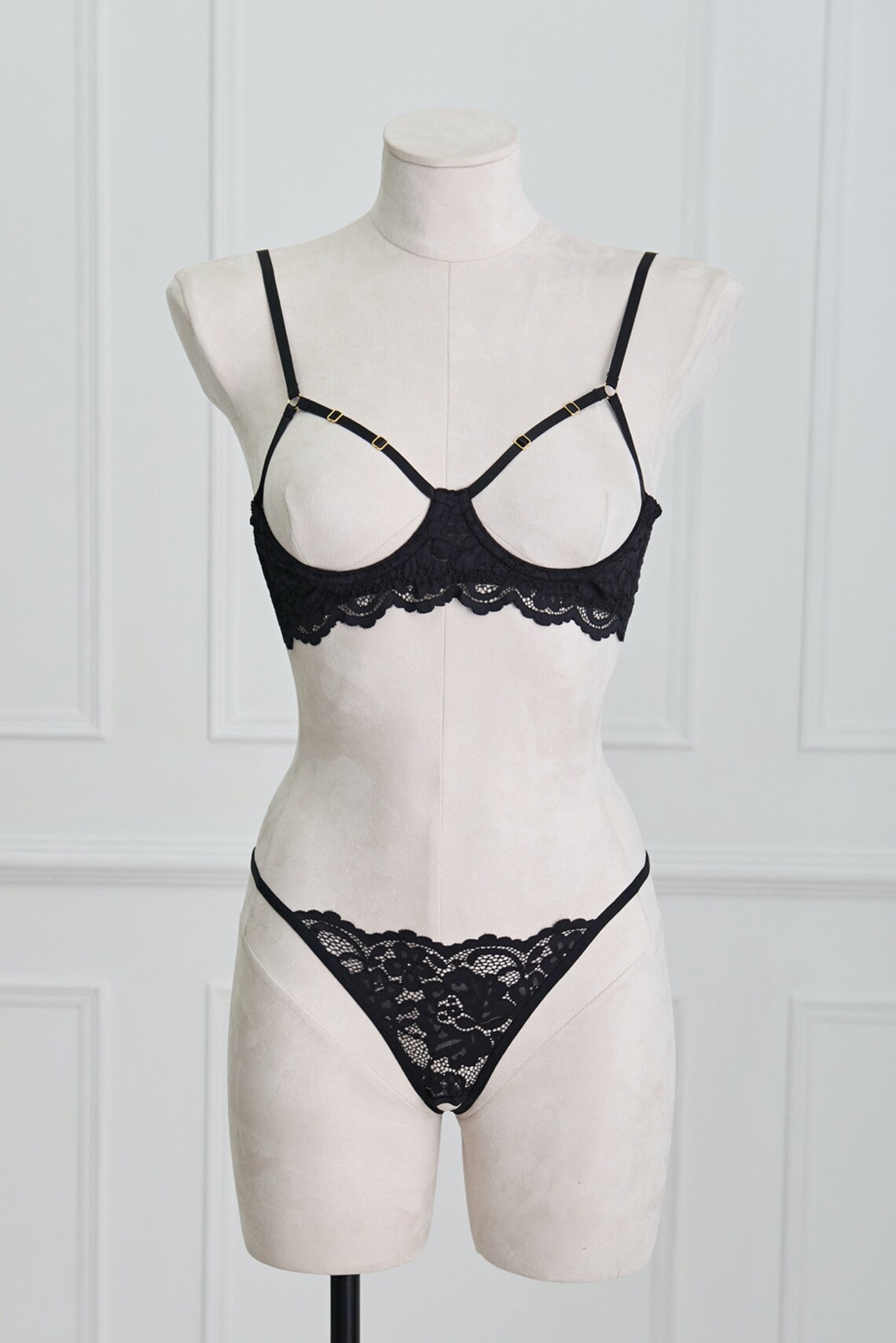 Breathless Open Cup Lace Shelf Bra Set Sexy Black Lacy Etsy