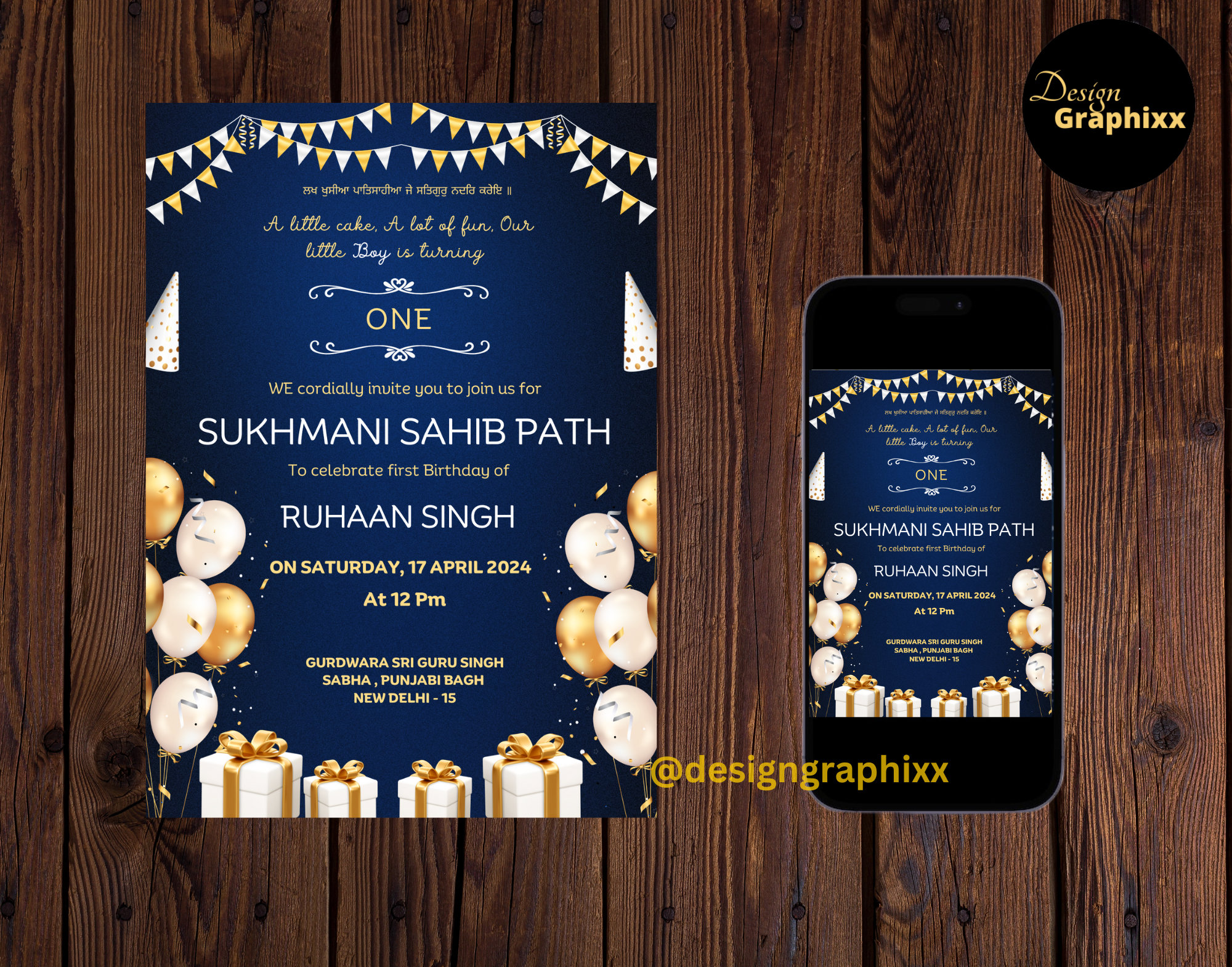 Sukhmani Sahib Path Invitation Baby Boy / Girl 1st Birthday Path Invite ...