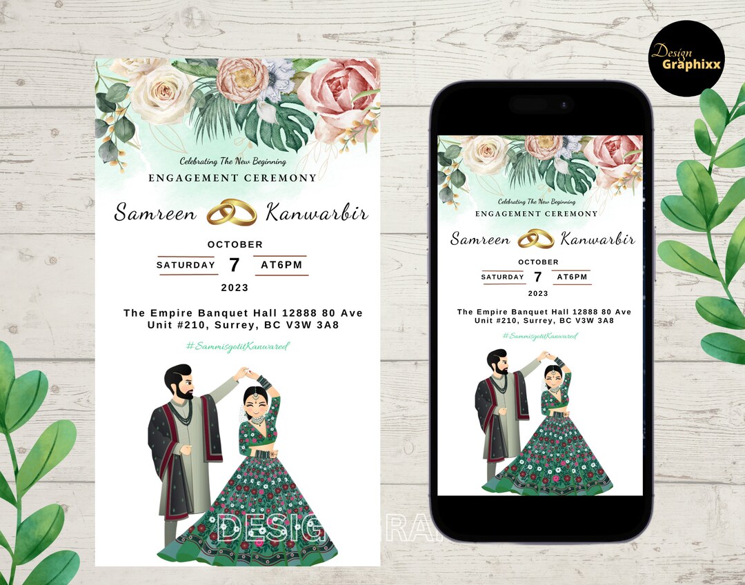 Roka Engagement Invite Ring Ceremony Invitation Indian Sikh Hindu Punjabi Wedding Card Digital ...