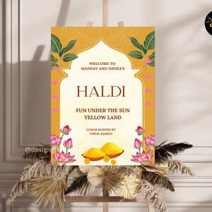 Haldi Ceremony Welcome Sign – Indian Wedding Poster – Yellow Floral ...