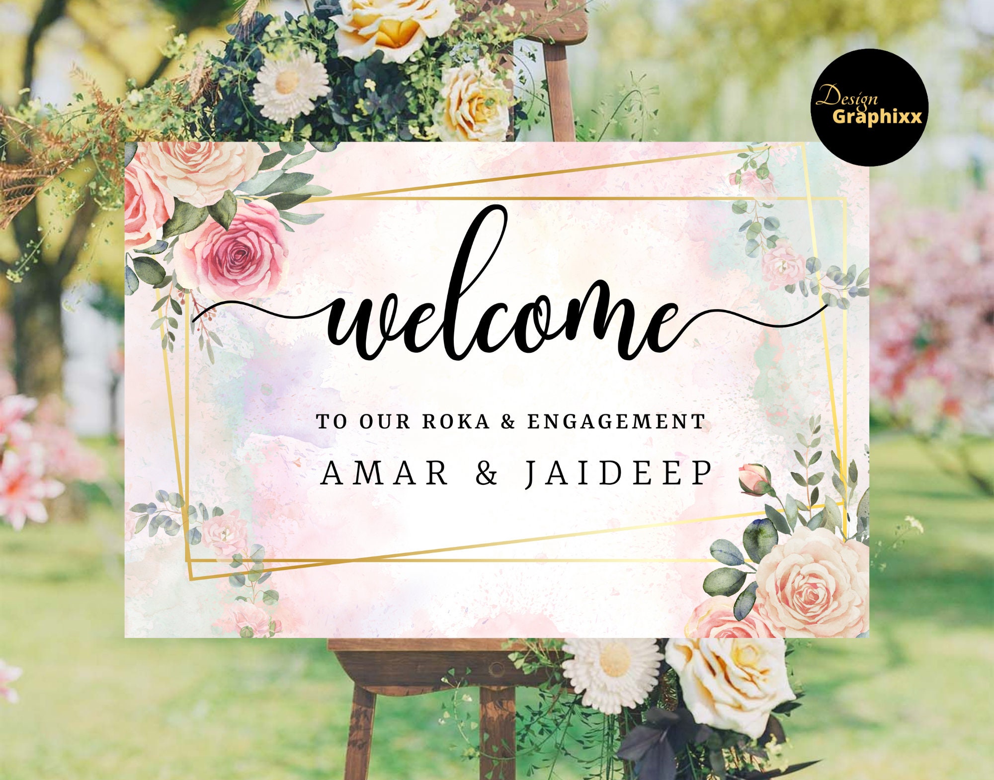 Roka & Engagement Welcome Sign Digital File Customize Punjabi Hindu ...