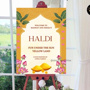 Haldi Ceremony Welcome Sign – Indian Wedding Poster – Yellow Floral ...