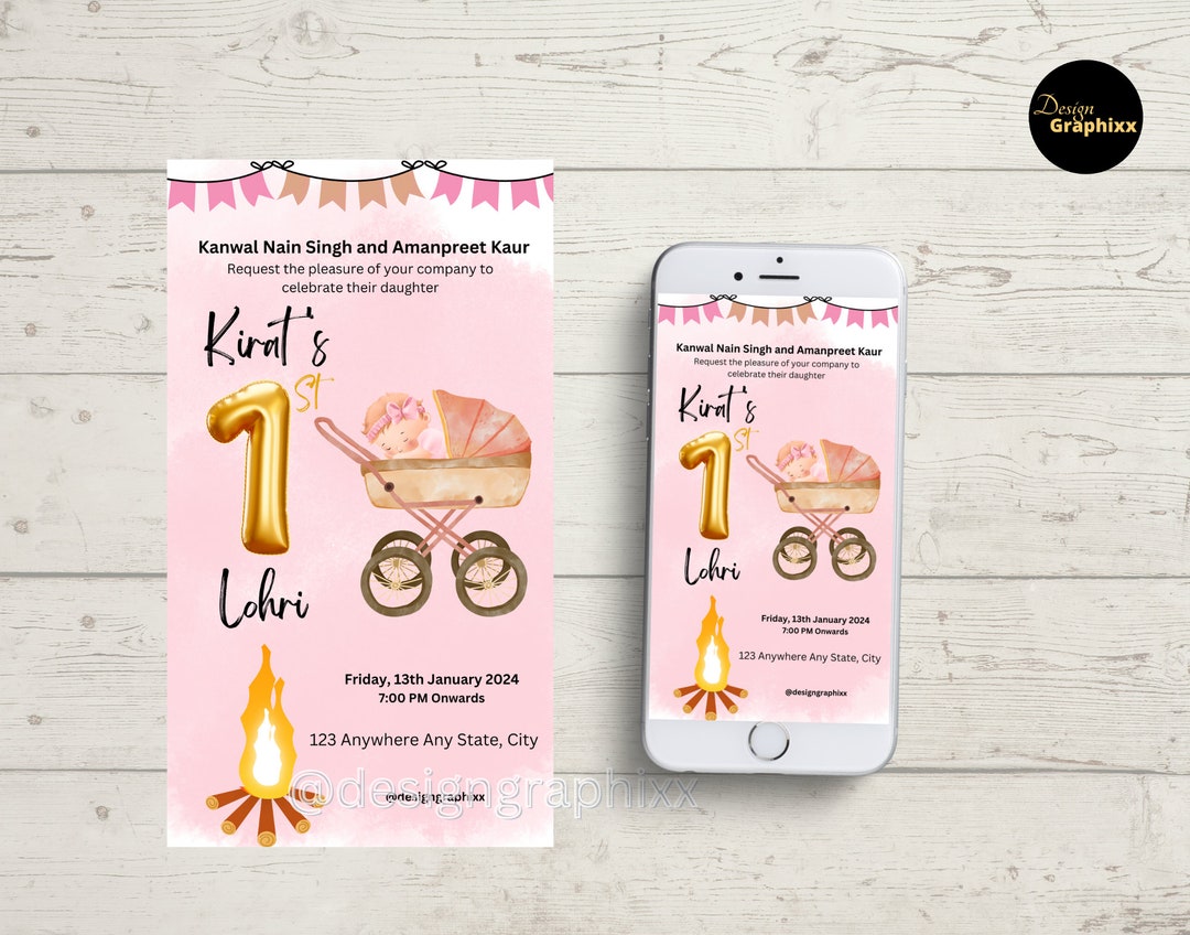 Adorable 1st Lohri Digital Invitation Baby Boy/girl Celebration Invite ...