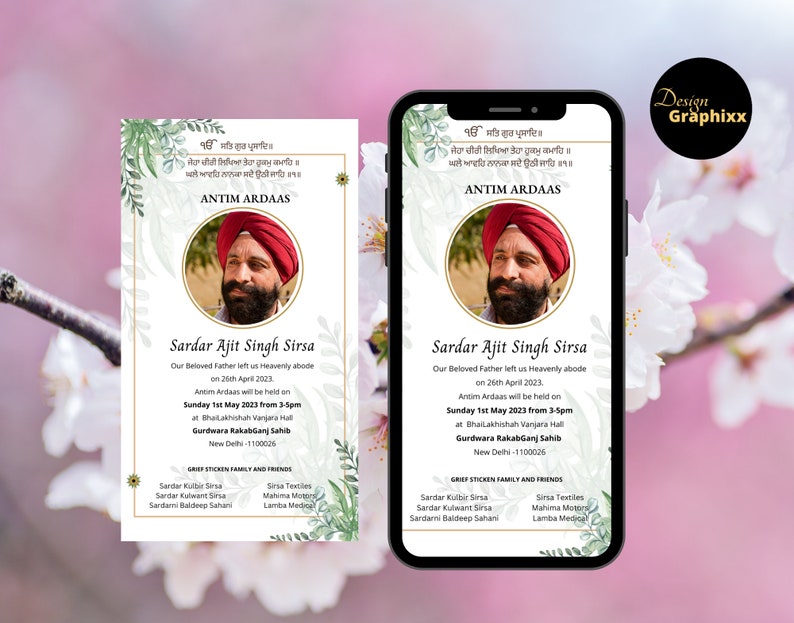 Buy Sikh Funeral Invite Punjabi Funeral Invitation Digital Invitation ...