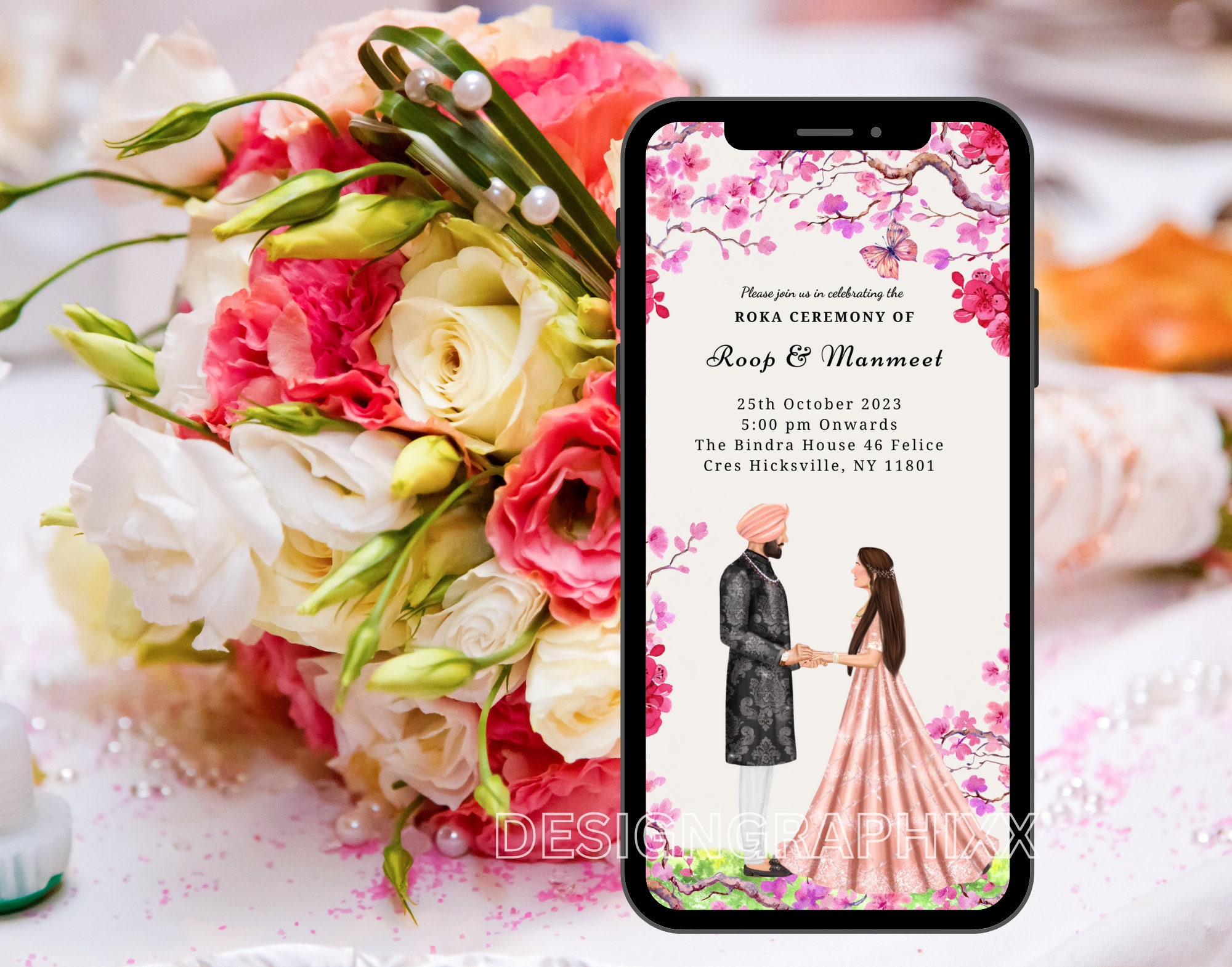 Digital Roka Engagement Invite Ring Ceremony Invitation Indian Sikh ...