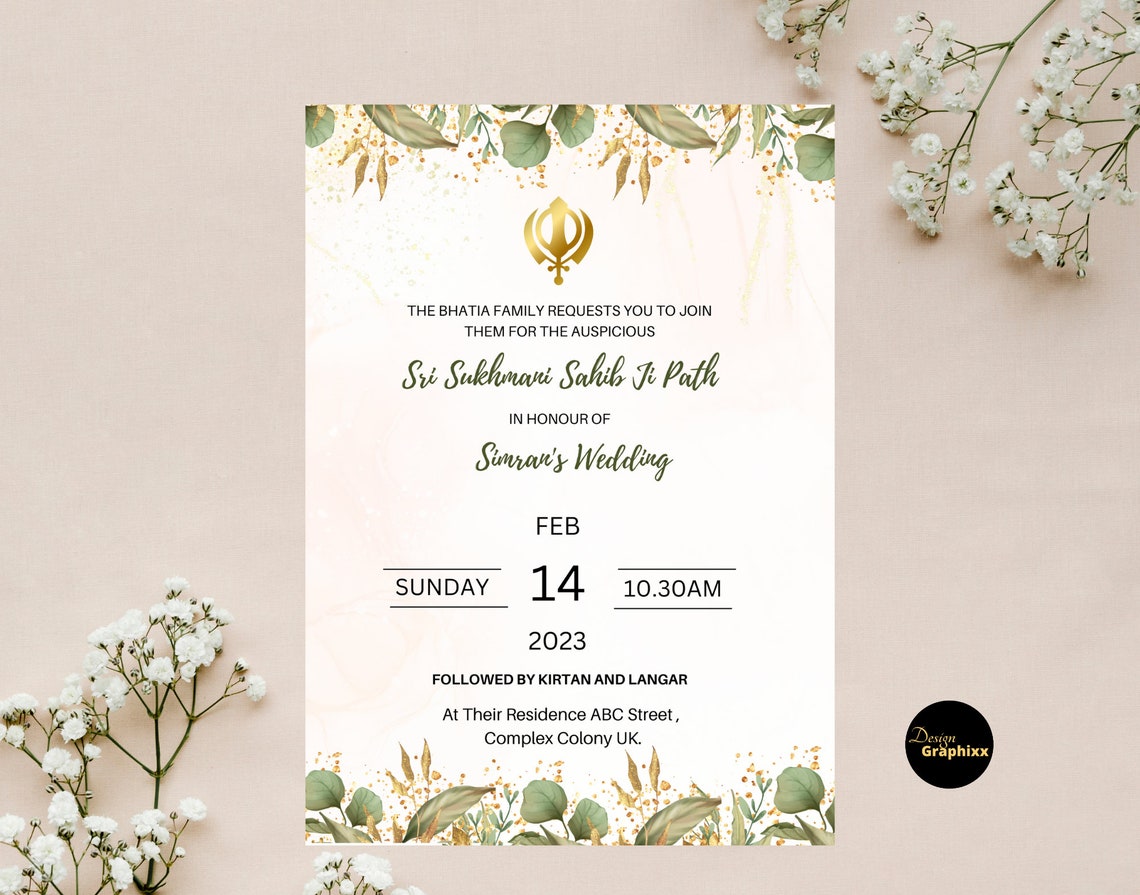 Sri Sukhmani Sahib Paath Invitation Sri Akhand Paath Sahib - Etsy UK