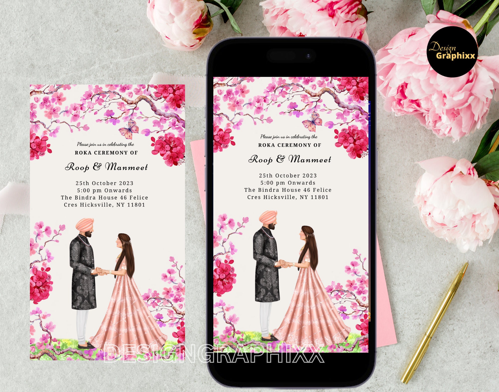 Digital Roka Engagement Invite Ring Ceremony Invitation Indian Sikh ...