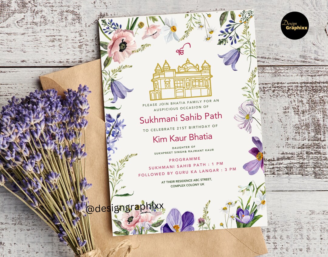 Sukhmani Sahib Path Invite Akhand Path Digital Invite 21st Birthday ...