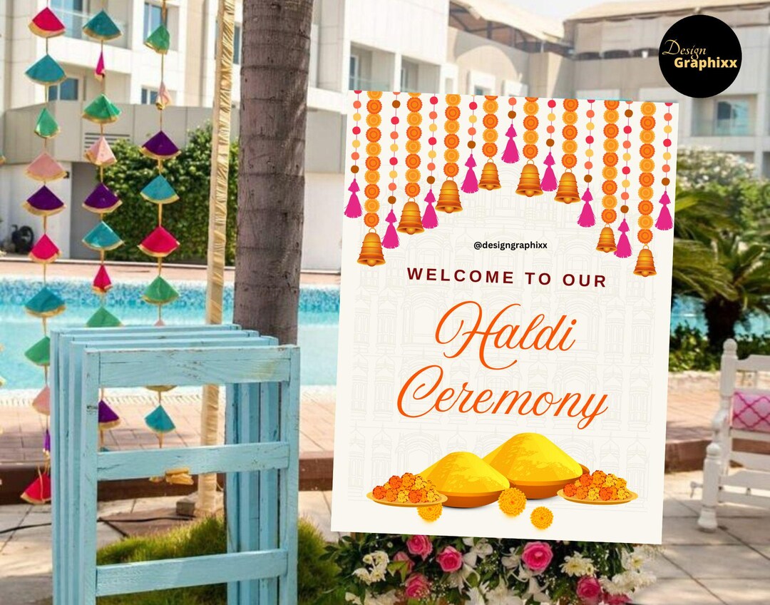 Haldi Welcome Sign Printable | Haldi Poster Template | Indian Wedding ...