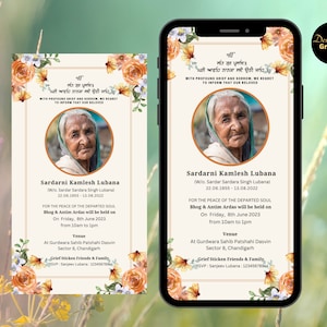 Buy Indian Sikh Punjabi Funeral Program Death Announcement Online in ...