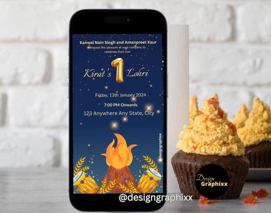 Lohri E-invite Digital Invite Animated Flame Baby Boy First Lohri Girl ...