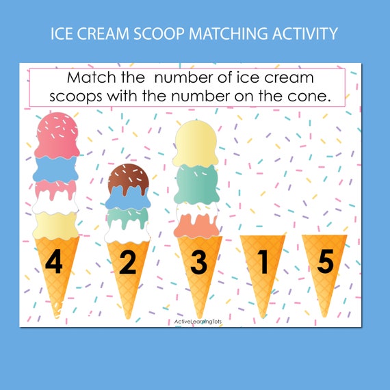 Printable Ice Cream Scoop Count and Match Toddler Activity - Etsy