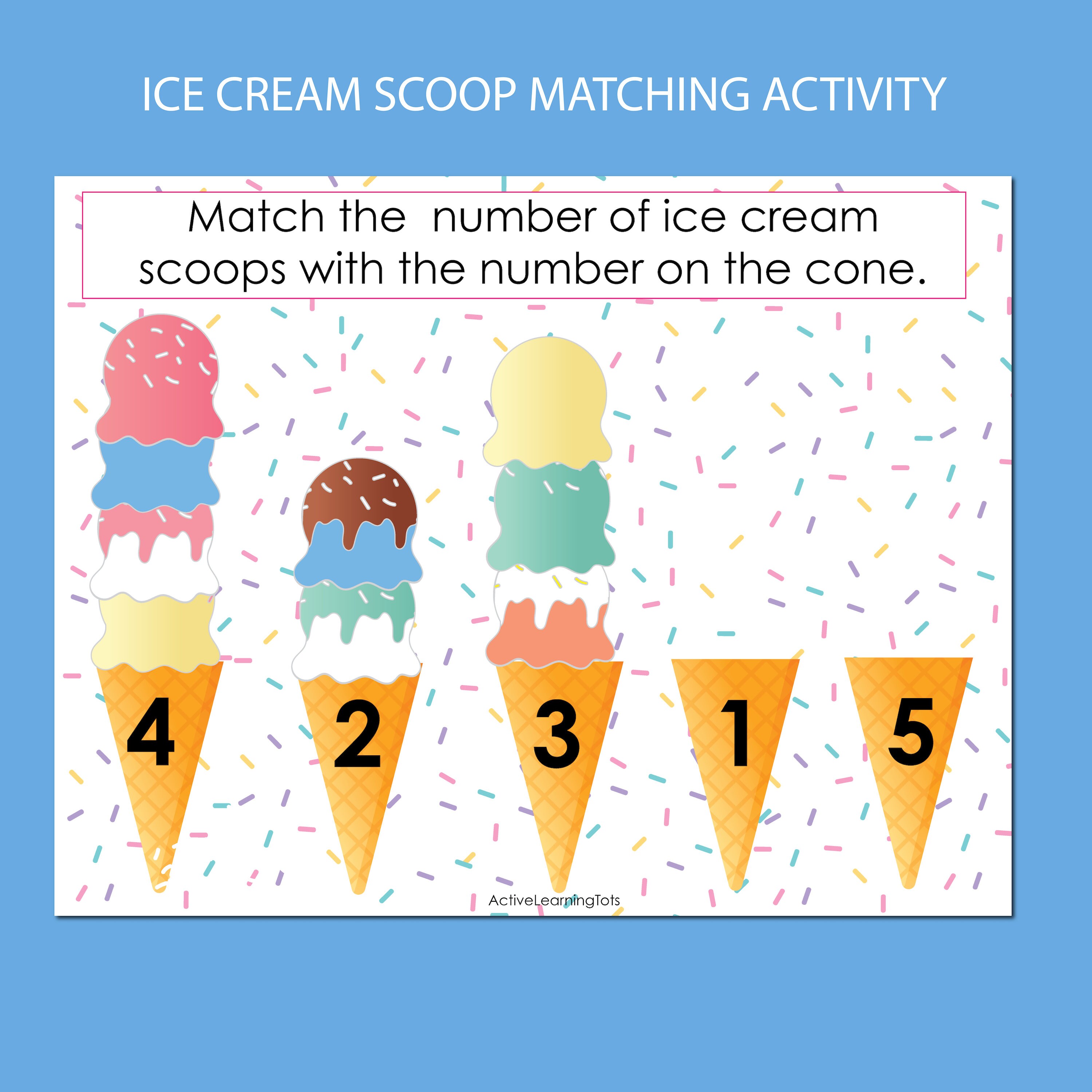 Printable Ice Cream Scoop Count and Match Toddler Activity - Etsy