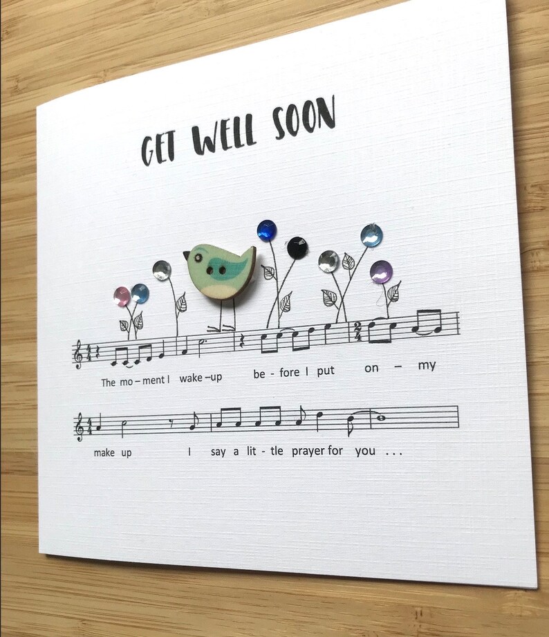 Get Well Soon Music Notes Card (personalisation Available) - Etsy UK
