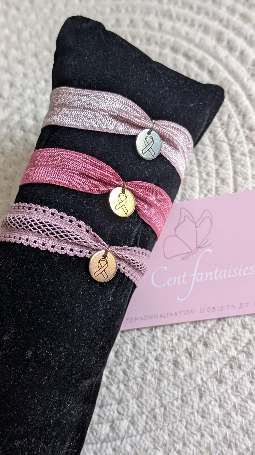Personalized Elastic Scrunchie Bracelets October Rose, First Name... - Etsy