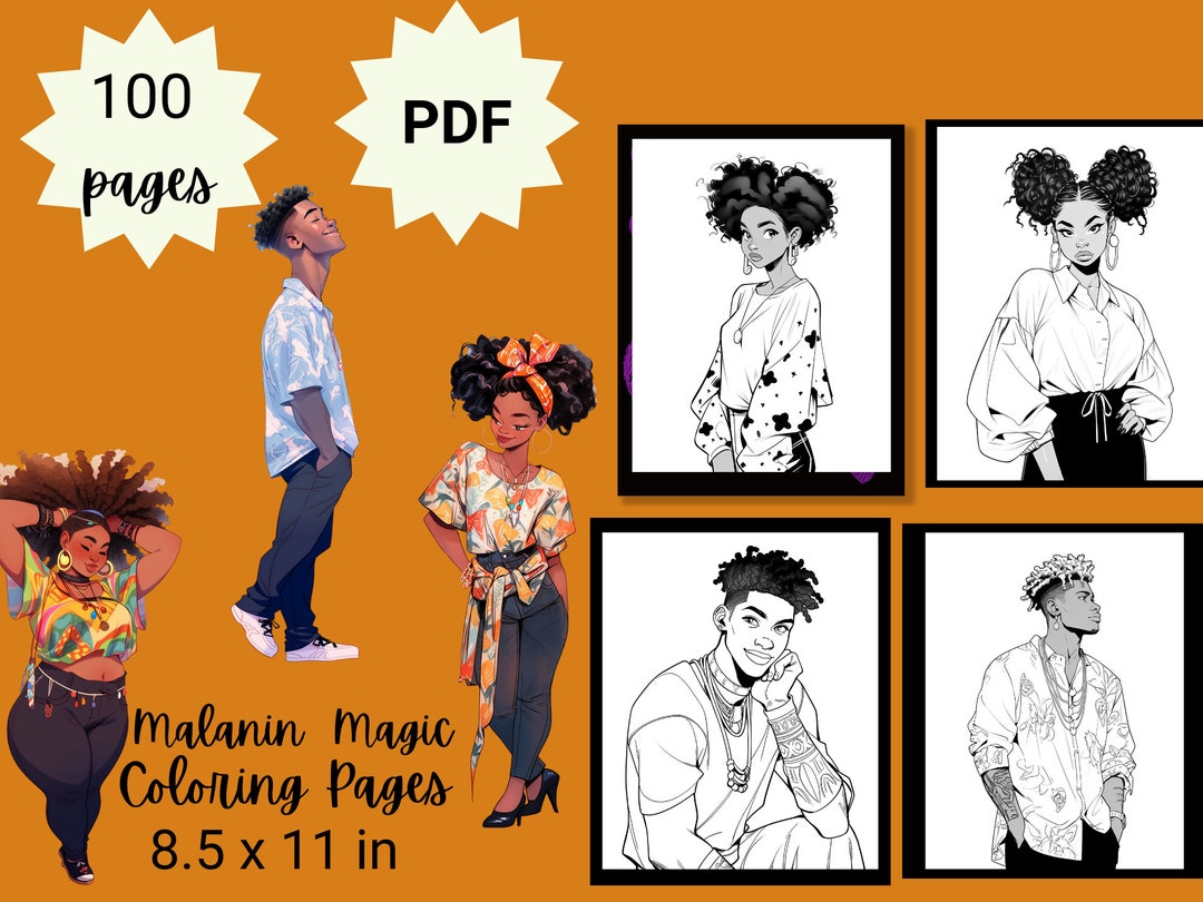 Melanin Magic Coloring Book: Diverse Portraits, Relaxation (PDF ...