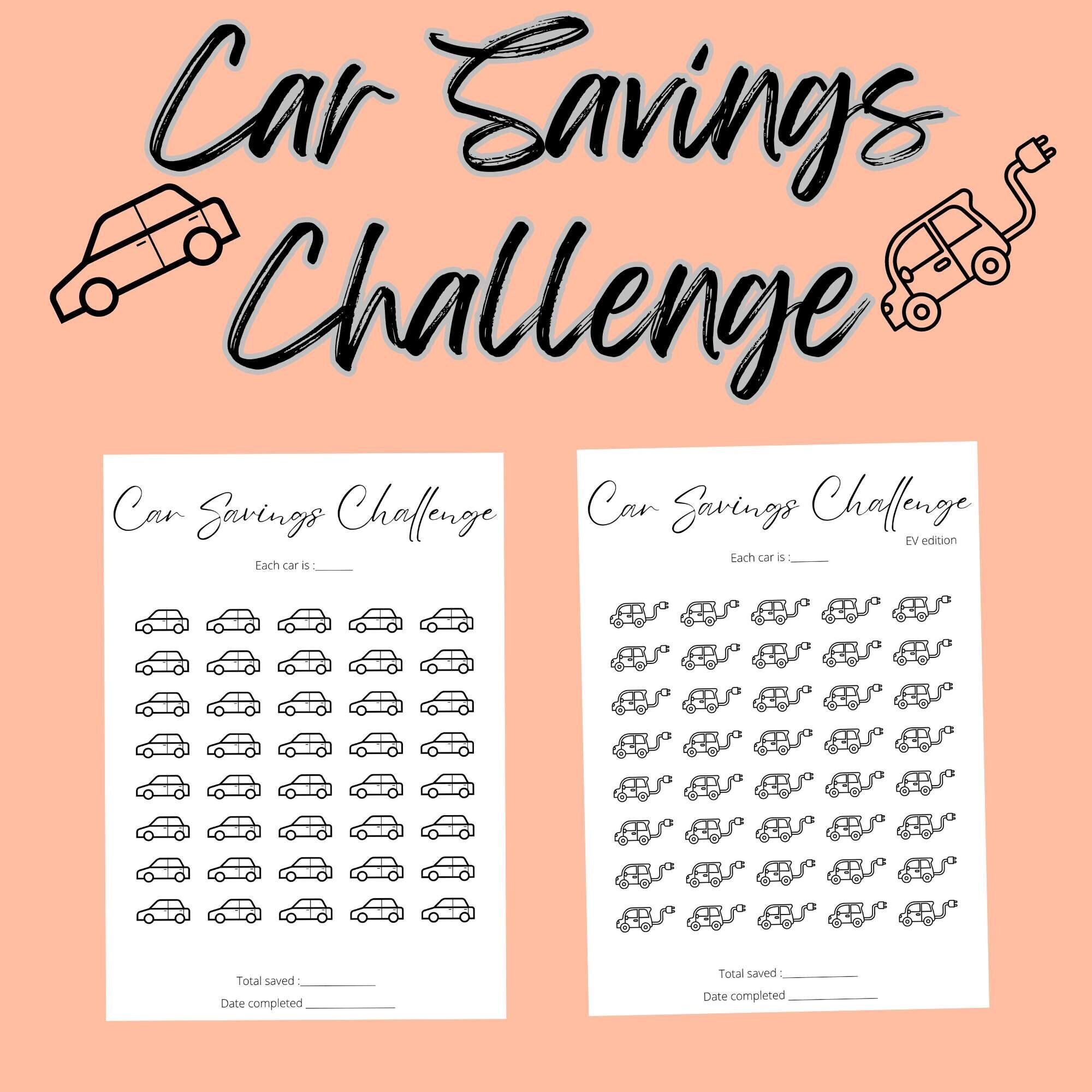 Car Savings Challenge | EV Car Savings Challenge | Digital Print - Etsy